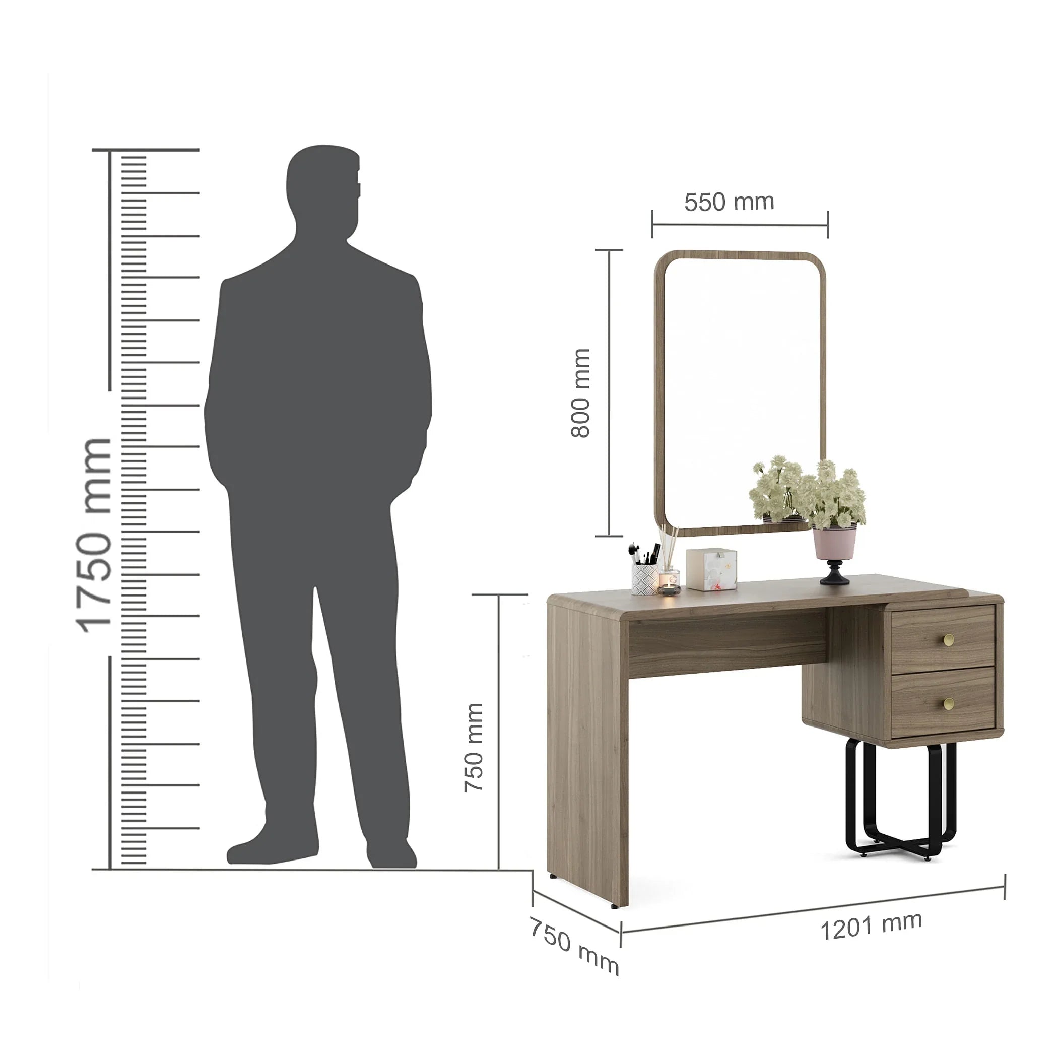 Freya Engineered Wood Dressing Table in Natural Teak Colour – HomeTown